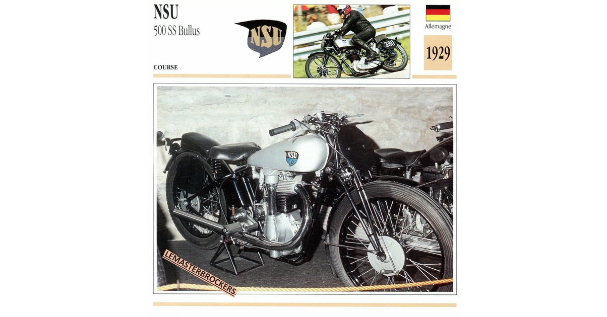 NSU 500 SS BULLUS 1929 - FICHE MOTO TOURISME ATLAS - FICHES MOTO/FICHES ...