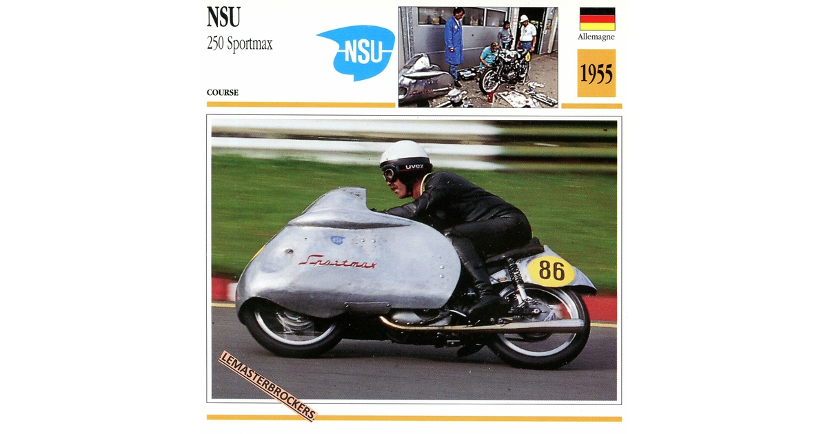 NSU 250 SPORTMAX 1955 - FICHE MOTO COURSE ATLAS - FICHES MOTO/FICHES ...