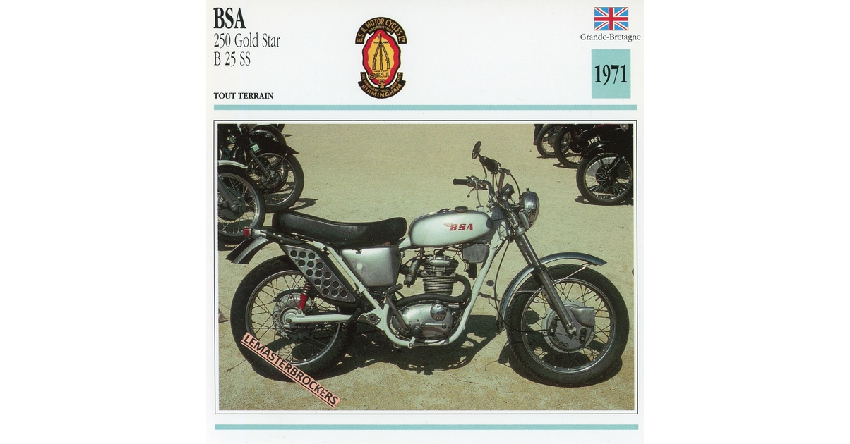 BSA 250 GOLD STAR B25SS 1971 - FICHE MOTO - MOTORCYCLE CARDS ATLAS ...