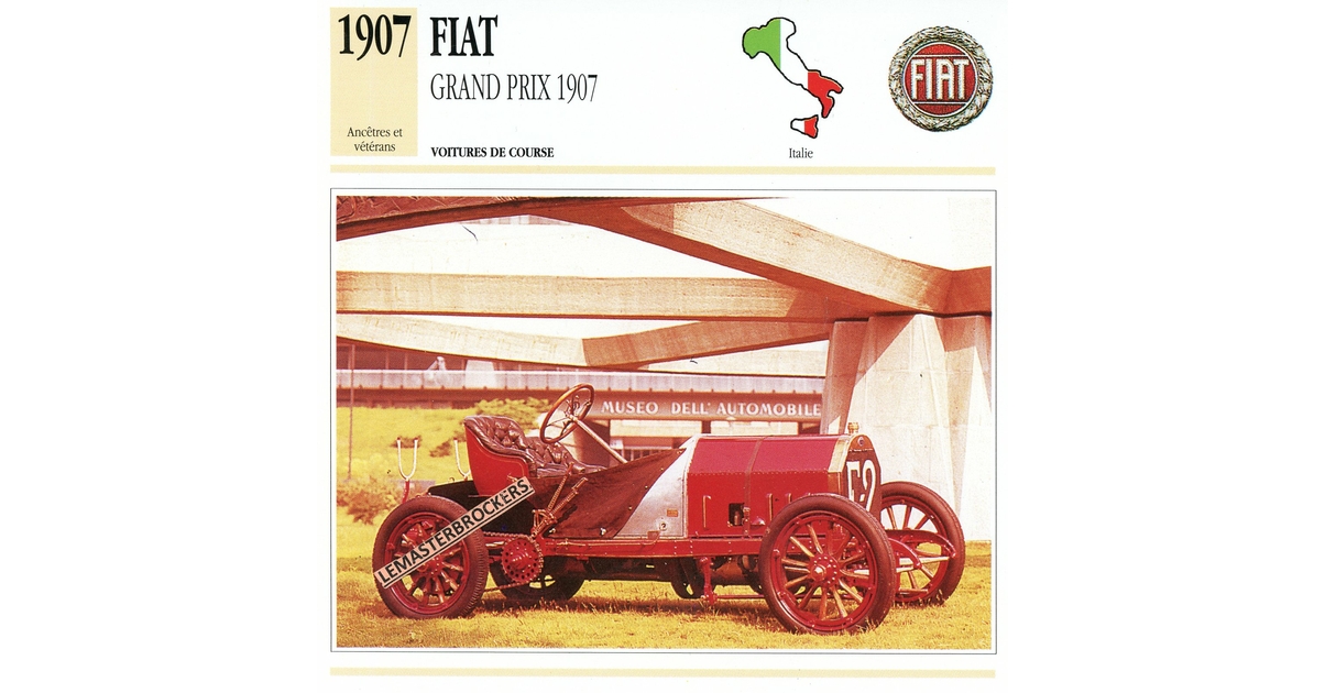 FICHE FIAT GRAND PRIX 1907 - CARS CARD ATLAS - AUTO / MOTO (BROCHURES ...