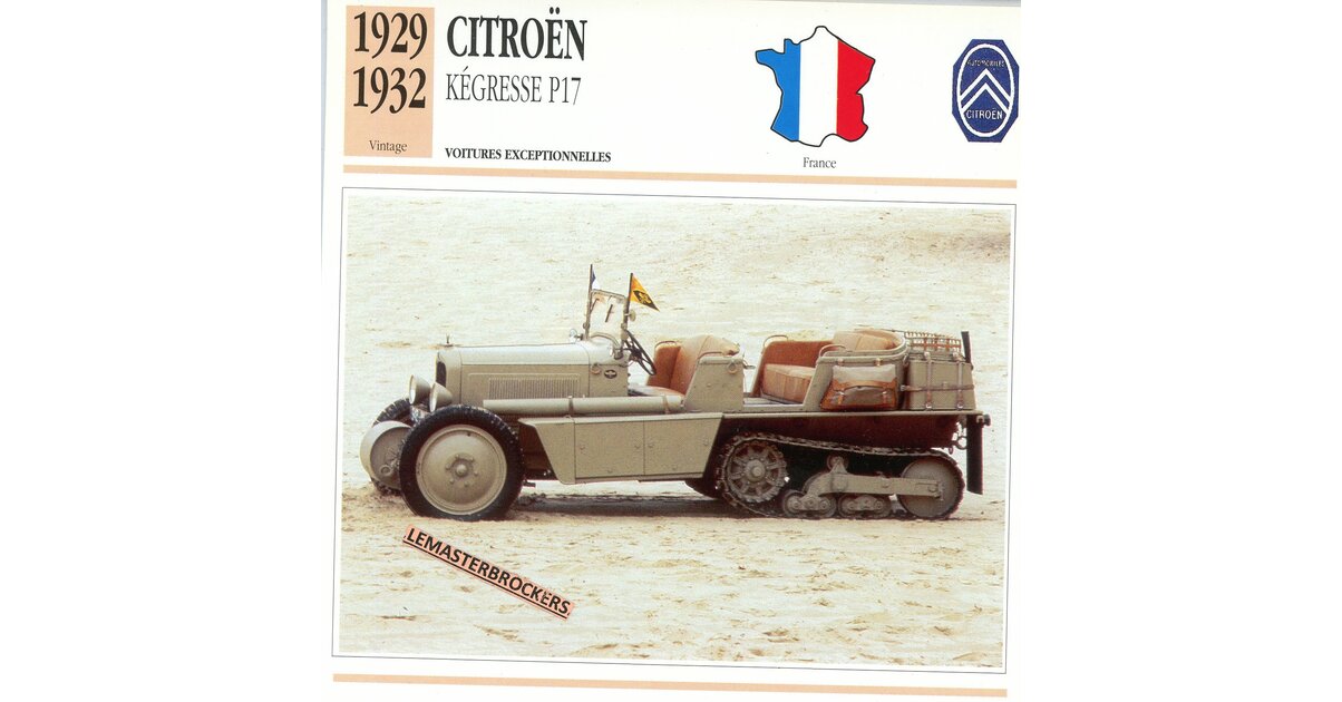 CITROËN P17 KÉGRESSE 1929 1932 AUTOCHENILLE - FICHE AUTO ATLAS - CARS ...