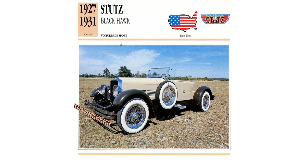 STUTZ BLACK HAWK 1927 1931 - FICHE AUTO - CARS CARD ATLAS ÉDITION ...
