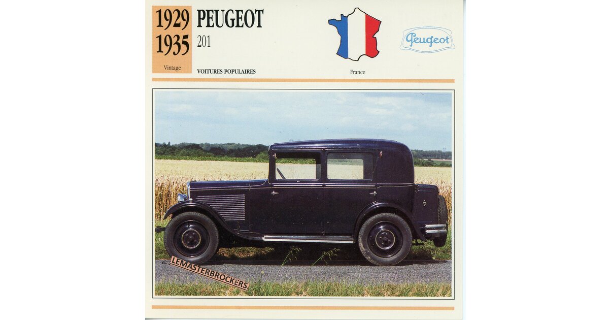 PEUGEOT 201 - FICHE AUTO ATLAS ÉDITION - FICHES AUTO - LEMASTERBROCKERS