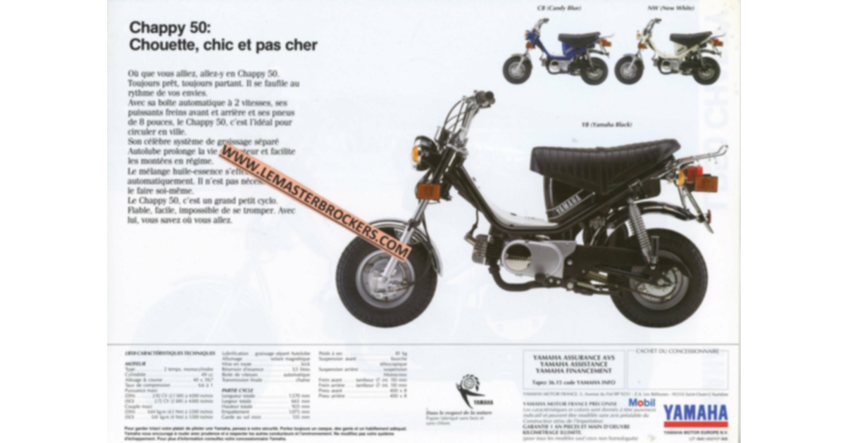 BROCHURE YAMAHA LB50 CHAPPY 50 1990 - BROCHURES MOTO