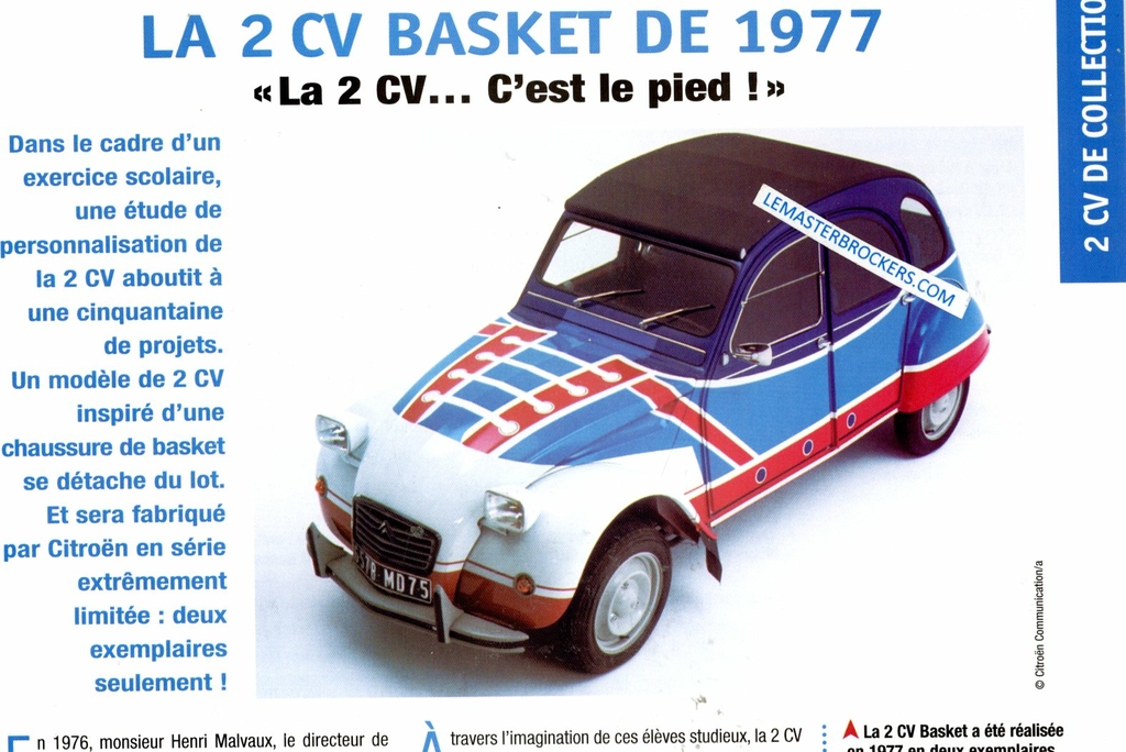 CITROËN 2 CV BASKET DE 1977 - FICHES AUTO - LEMASTERBROCKERS