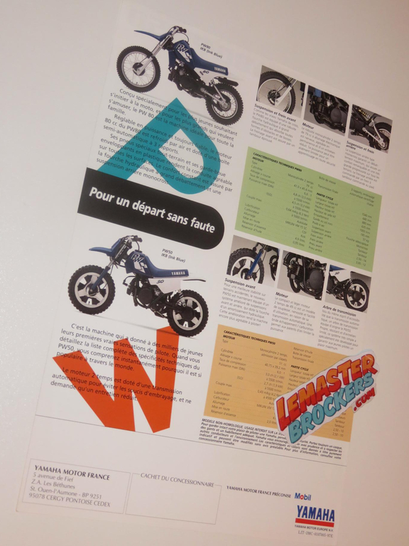 YAMAHA PW 80 50 - BROCHURE MOTO YAMAHA PW80 PW50 - 1997 - AUTO / MOTO