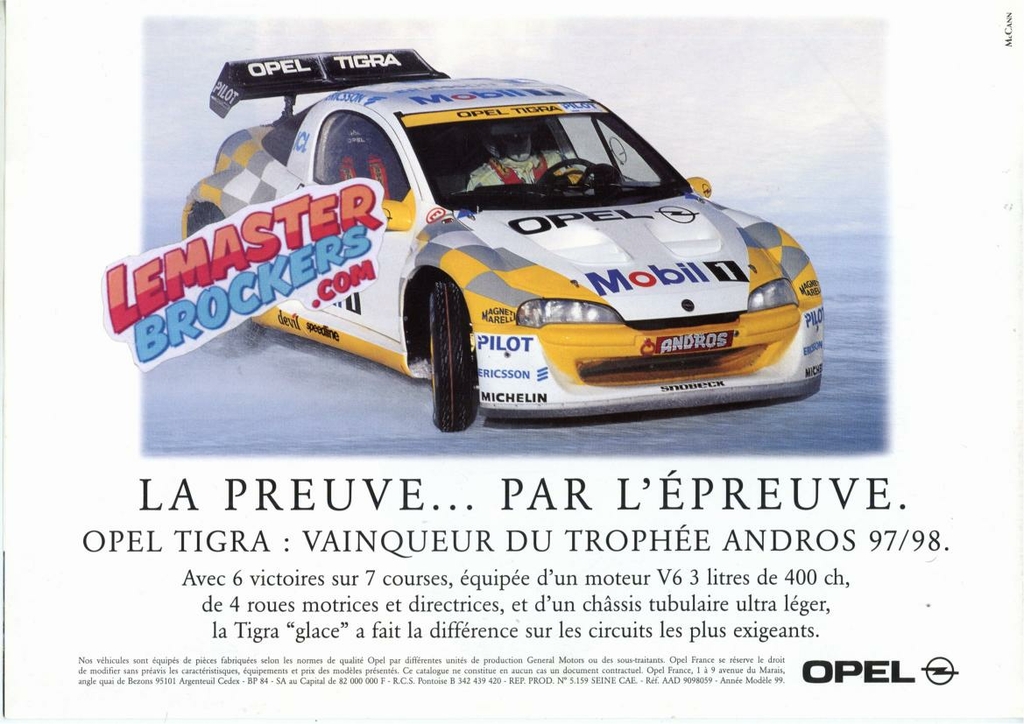 BROCHURE OPEL TIGRA 1.6 16V 1999 - AUTO / MOTO