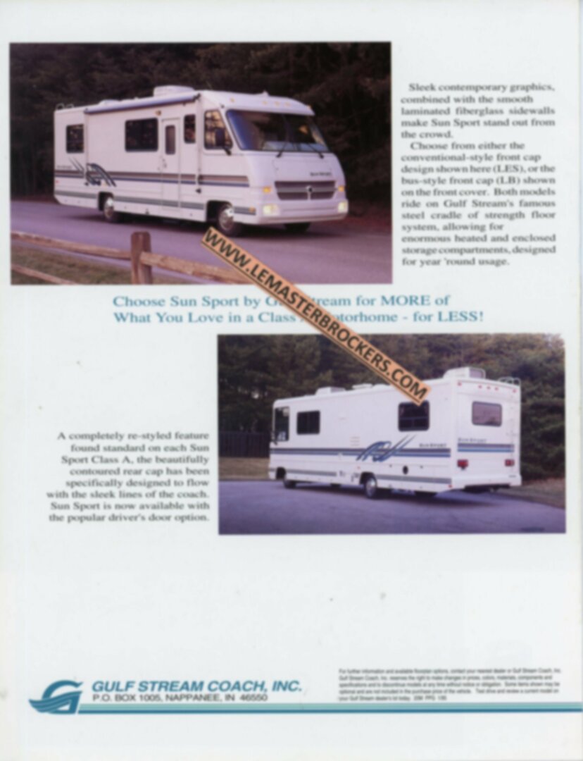 BROCHURE CAMPING-CAR SUN SPORT BY GULF STRAM 1995 - AUTO / MOTO ...
