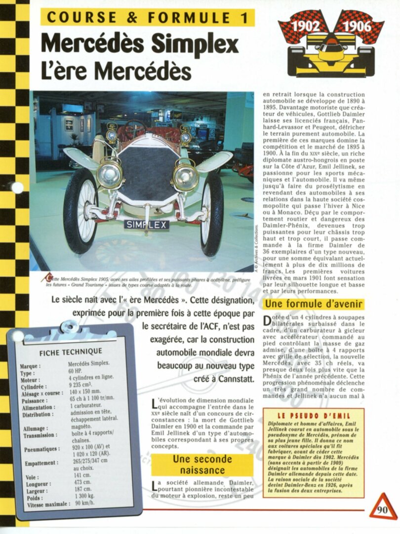 MERCEDES SIMPLEX 60HP - FICHE TECHNIQUE MERCEDES - COURSE & FORMULE 1 ...