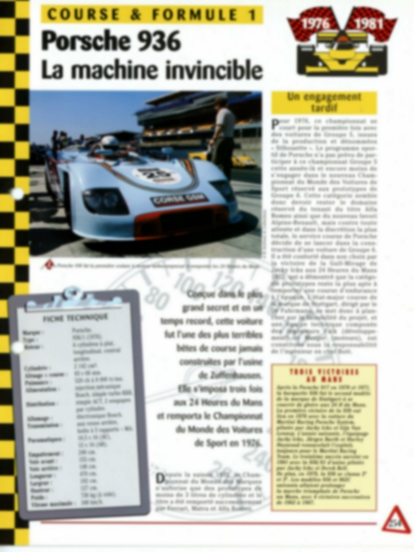 PORSCHE 936 - FICHE TECHNIQUE AUTO - COURSE & FORMULE 1 - FICHES AUTO ...