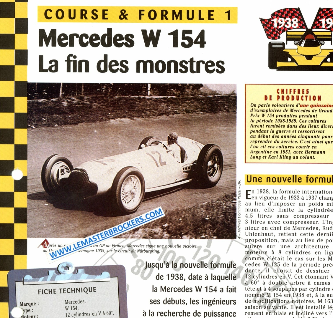 MERCEDES W154 - FICHE TECHNIQUE MERCEDES