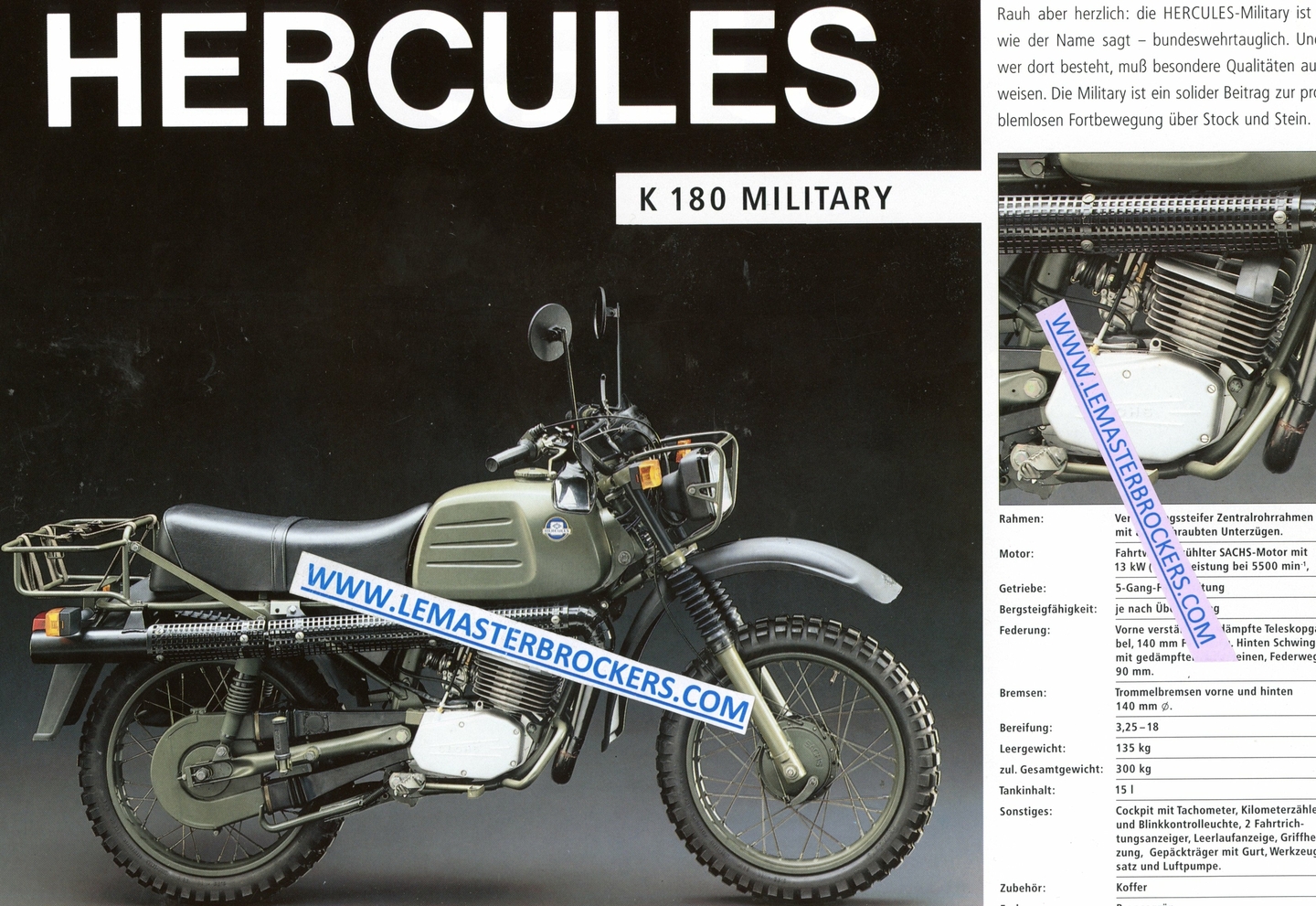 MOTO HERCULES K180 MILITARY - BROCHURES MOTO - LEMASTERBROCKERS