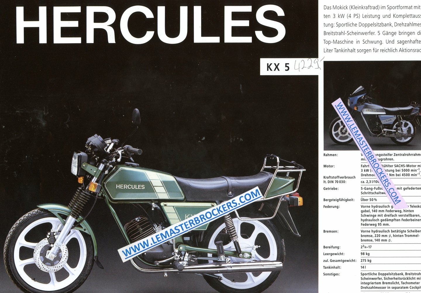PROSPEKT HERCULES KX 5 - BROCHURES MOTO - LEMASTERBROCKERS