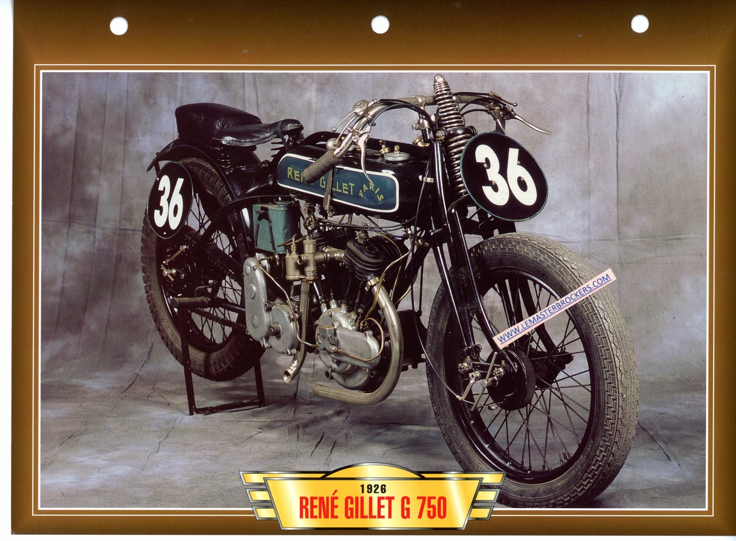 DOCUMENT MOTO RENE GILLET 750 1926 - FICHES MOTO