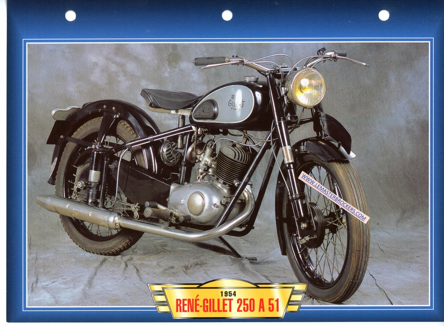 DOCUMENT MOTO RENE GILLET 250 A51 1954 - FICHES MOTO
