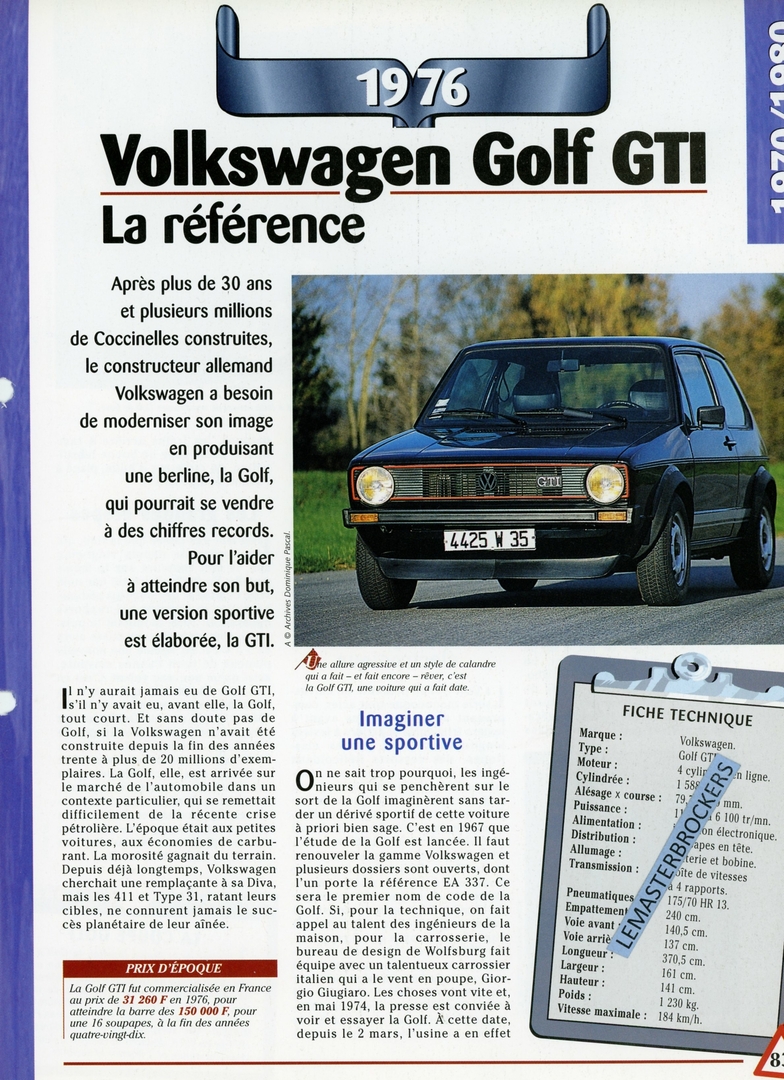 Fiche Technique Golf 3 Gti