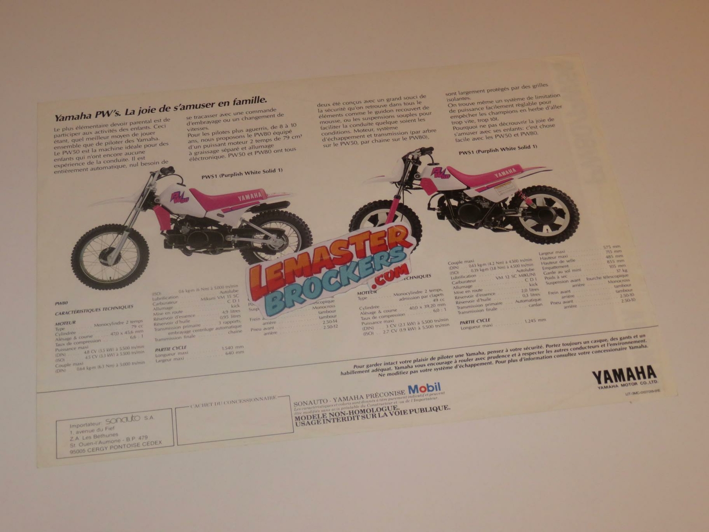 YAMAHA PW 80 50 BROCHURE MOTO YAMAHA 1991