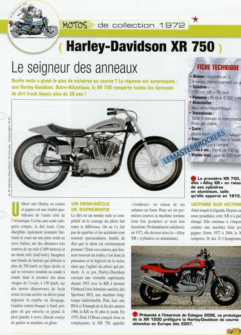 HARLEY-DAVIDSON XR 750 - FICHE MOTO JOE BAR TEAM - DOCUMENT HACHETTE ...