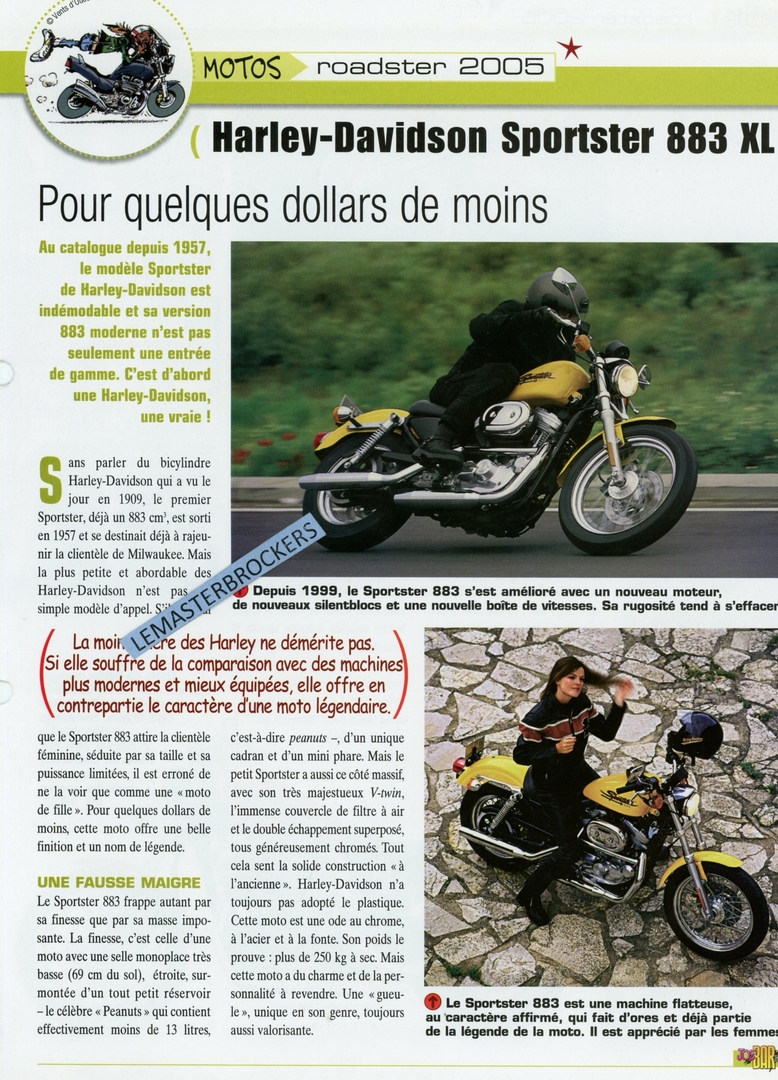 HARLEY-DAVIDSON SPORTSTER 883 XL - FICHE MOTO JOE BAR TEAM - DOCUMENT ...