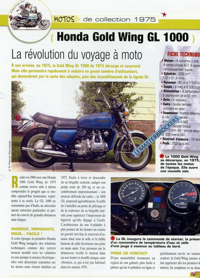 HONDA GOLD WING GL1000 - FICHE MOTO JOE BAR TEAM - DOCUMENT HACHETTE ...