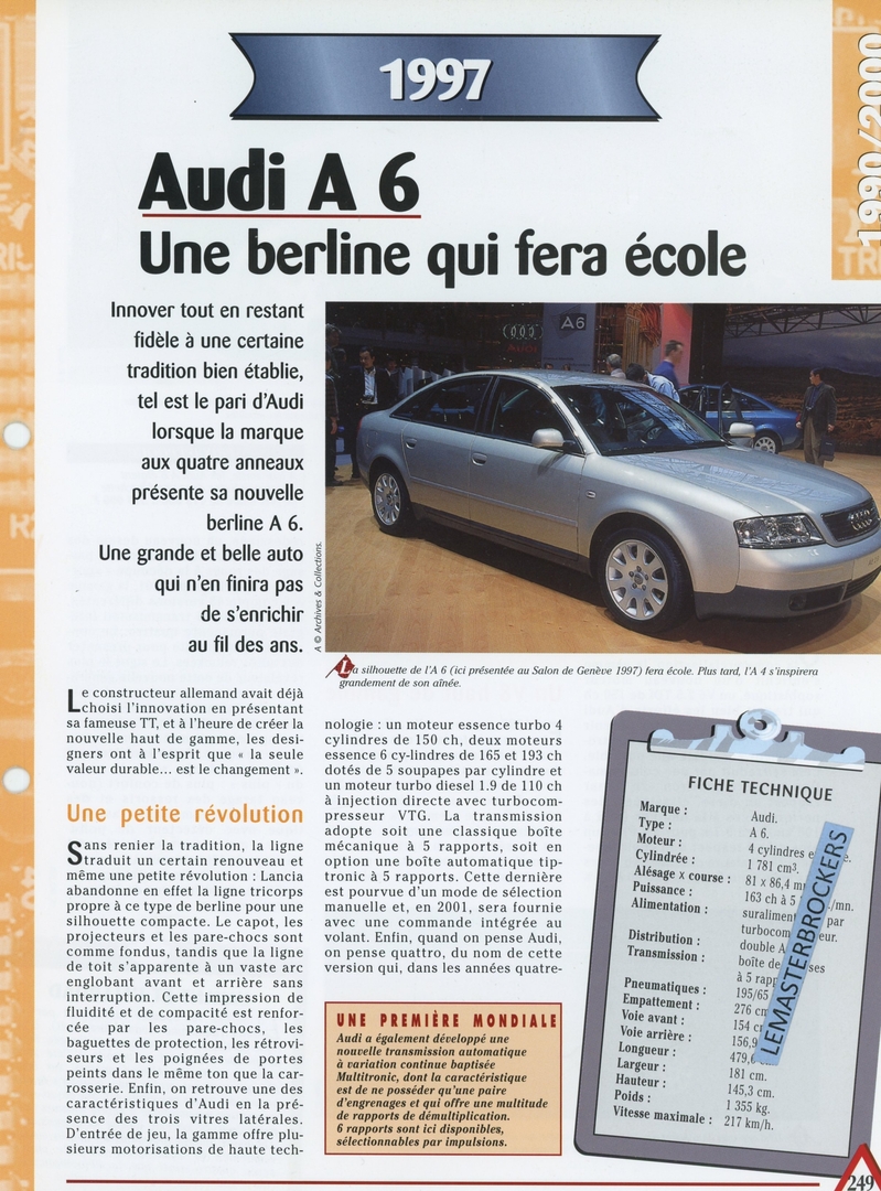 FICHE TECHNIQUE AUDI A6 - FICHE AUTO - HACHETTE LITTÉRATURE AUTOMOBILE ...