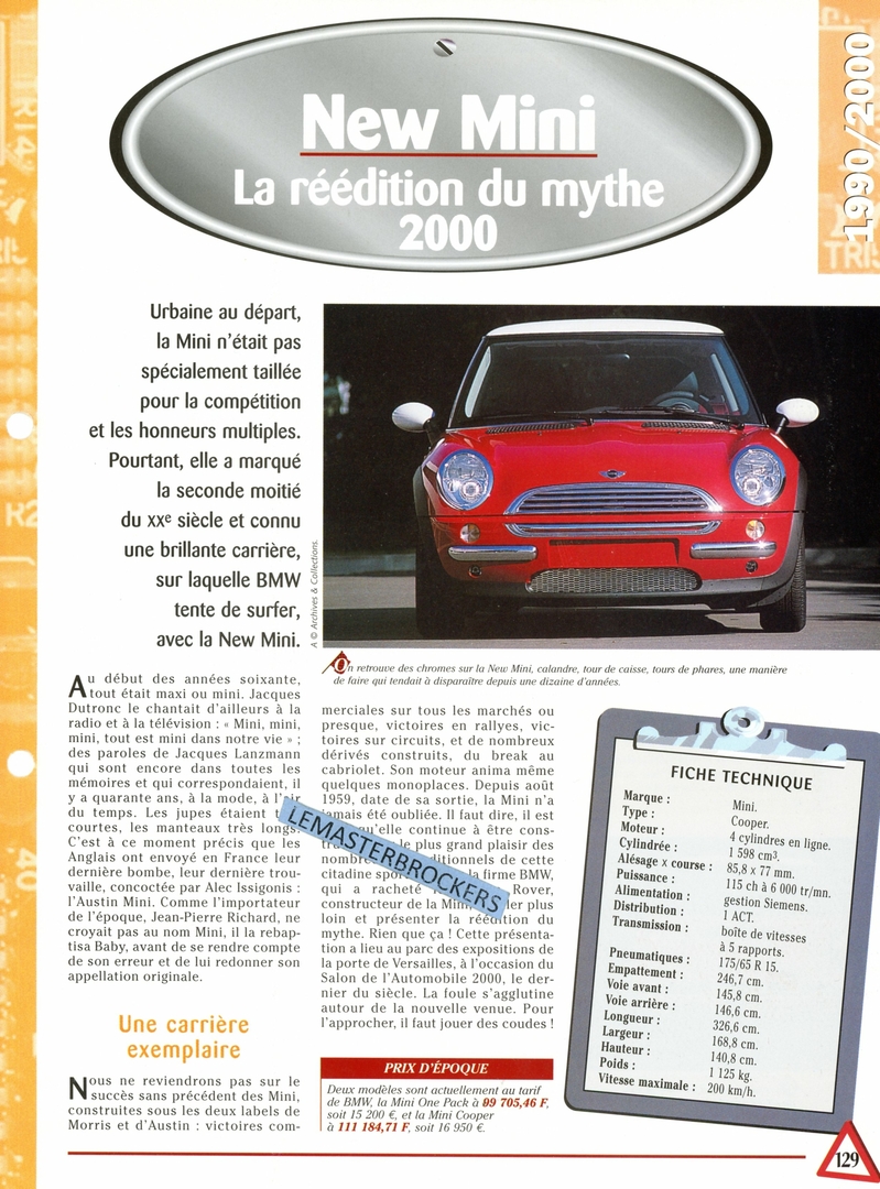 MINI - FICHE AUTO COLLECTION HACHETTE - FICHE TECHNIQUE MINI COOPER ...