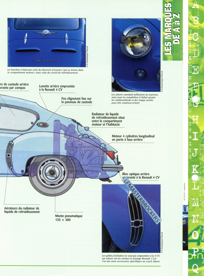 ALPINE A106 1955 - FICHE AUTO HACHETTE 4 PAGES - FICHE TECHNIQUE - AUTO ...