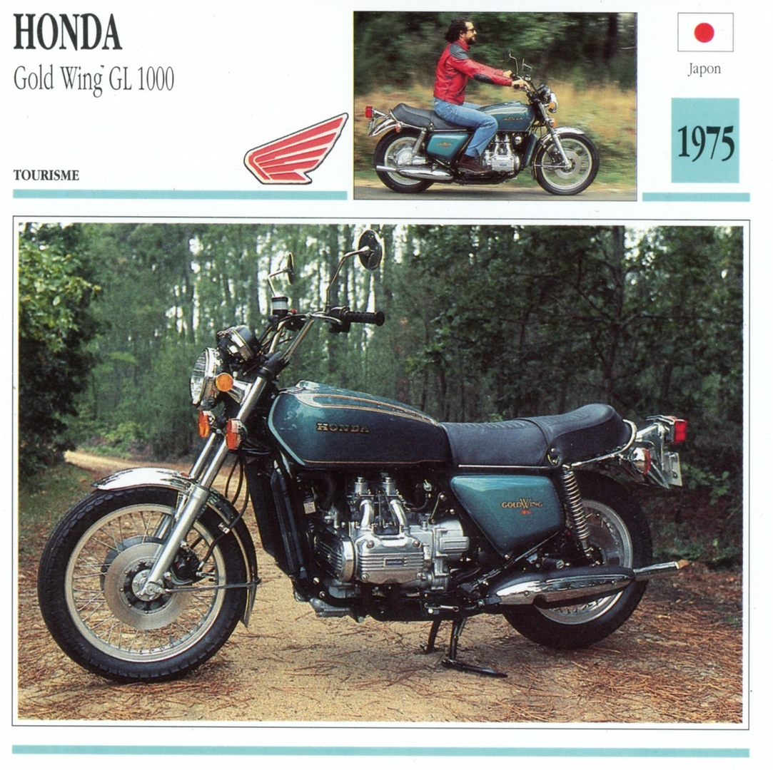 HONDA GOLD WING GL 1000 1975 - CARTE CARD FICHE MOTO CARACTERISTIQUES ...