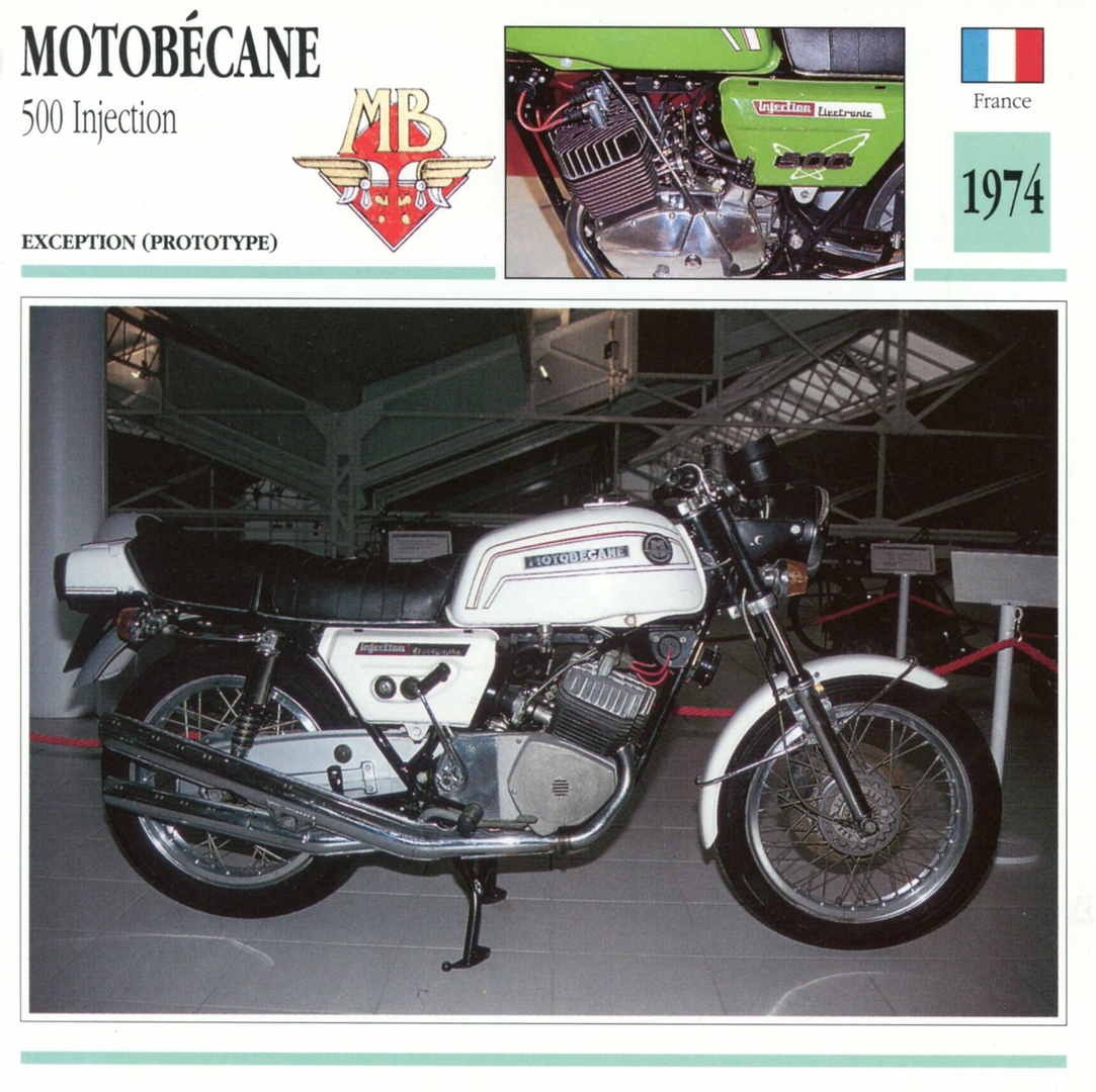 MOTOBÉCANE 500 INECTION 1974 - CARTE CARD FICHE MOTO CARACTERISTIQUES ...
