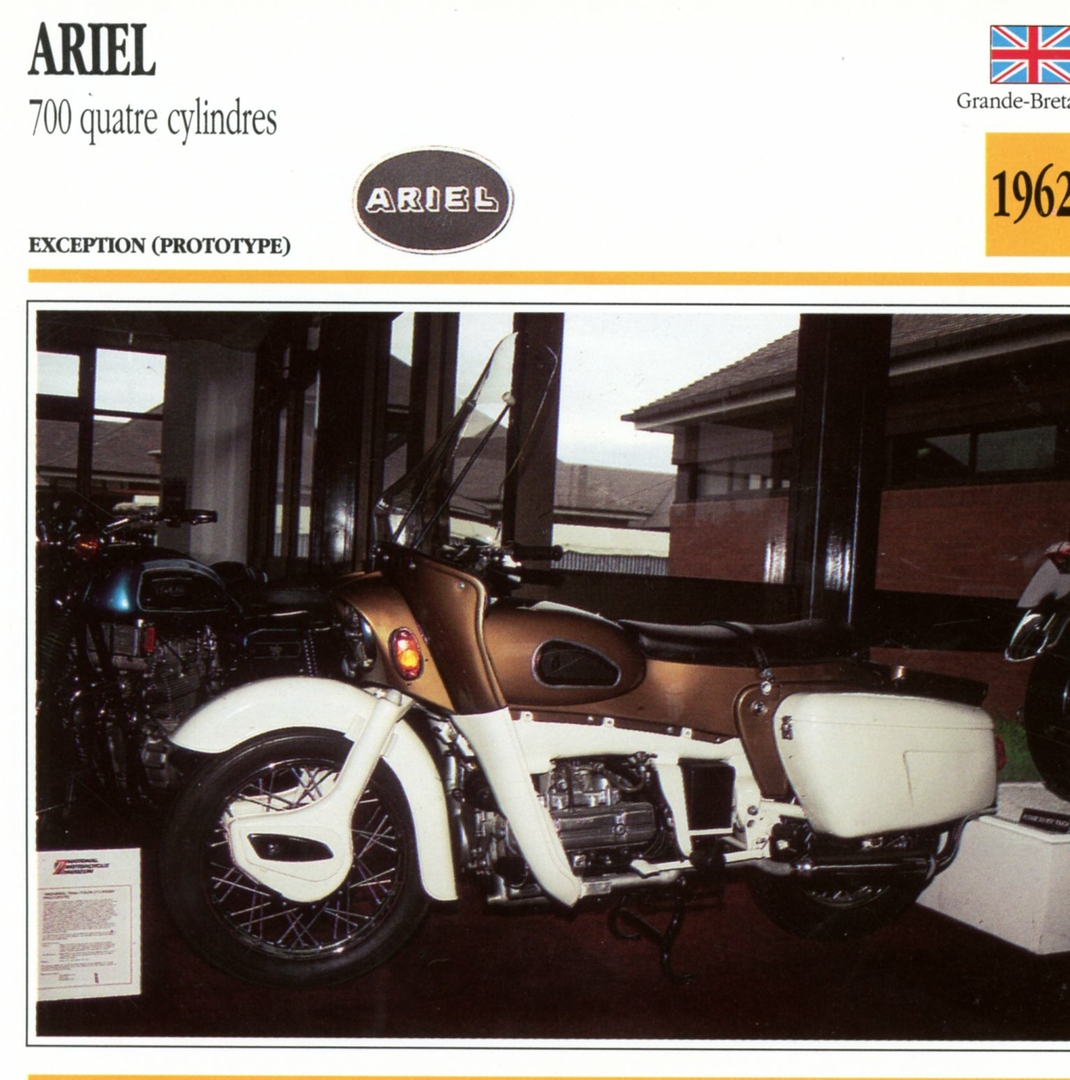 ARIEL 700 QUATRE CYLINDRES 1962 - CARTE CARD FICHE MOTO ...