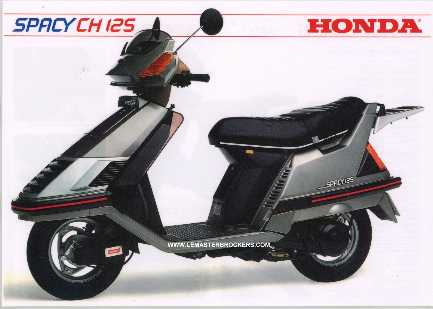 BROCHURE HONDA SPACY CH 125 1984 - FICHE SCOOTER CH125 FAC-SIMILÉ