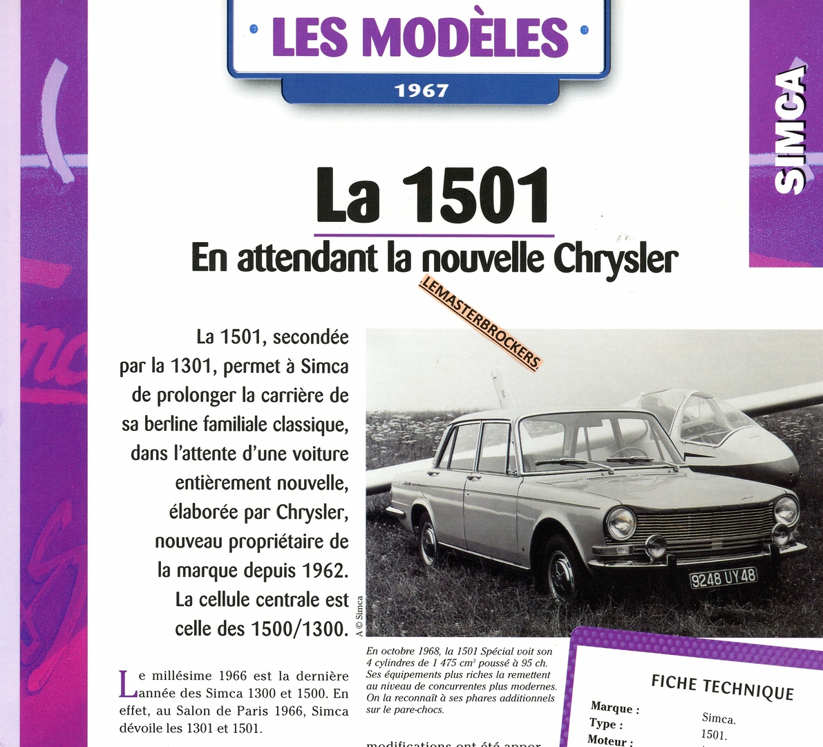 FICHE SIMCA 1501 - BROCHURE DOUBLE PAGES FICHE TECHNIQUE 1501 - FICHES ...