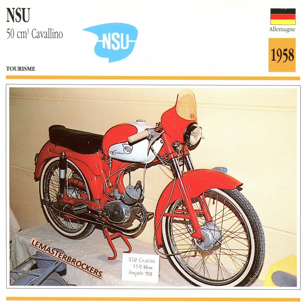NSU 50 CAVALLINO 1958 - FICHE MOTO TOURISME ATLAS - FICHES MOTO/FICHES ...