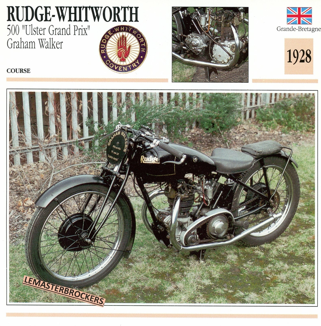RUDGE WHITWORTH 500 ULSTER GRAHAM WALKER 1928 - FICHE MOTO ATLAS - AUTO ...