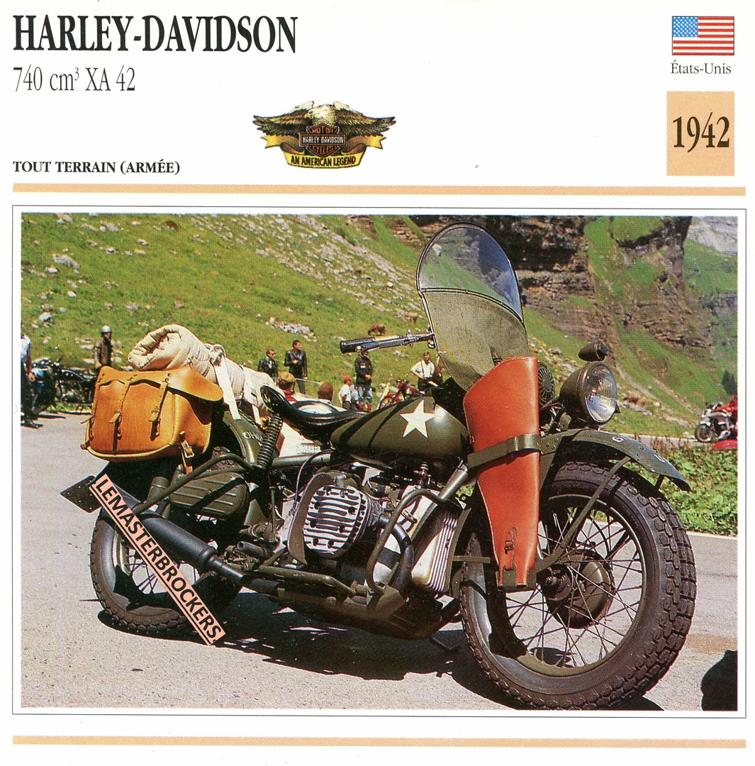 HARLEY DAVIDSON 740 CC XA 42 1942 - FICHE MOTO ARMÉE - FICHES MOTO ...