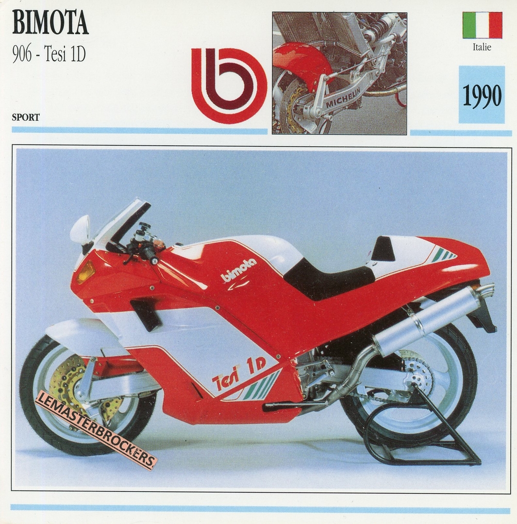 BIMOTA 906 TESI 1D 1990 - FICHE MOTO - MOTORCYCLE CARDS ATLAS - FICHES ...