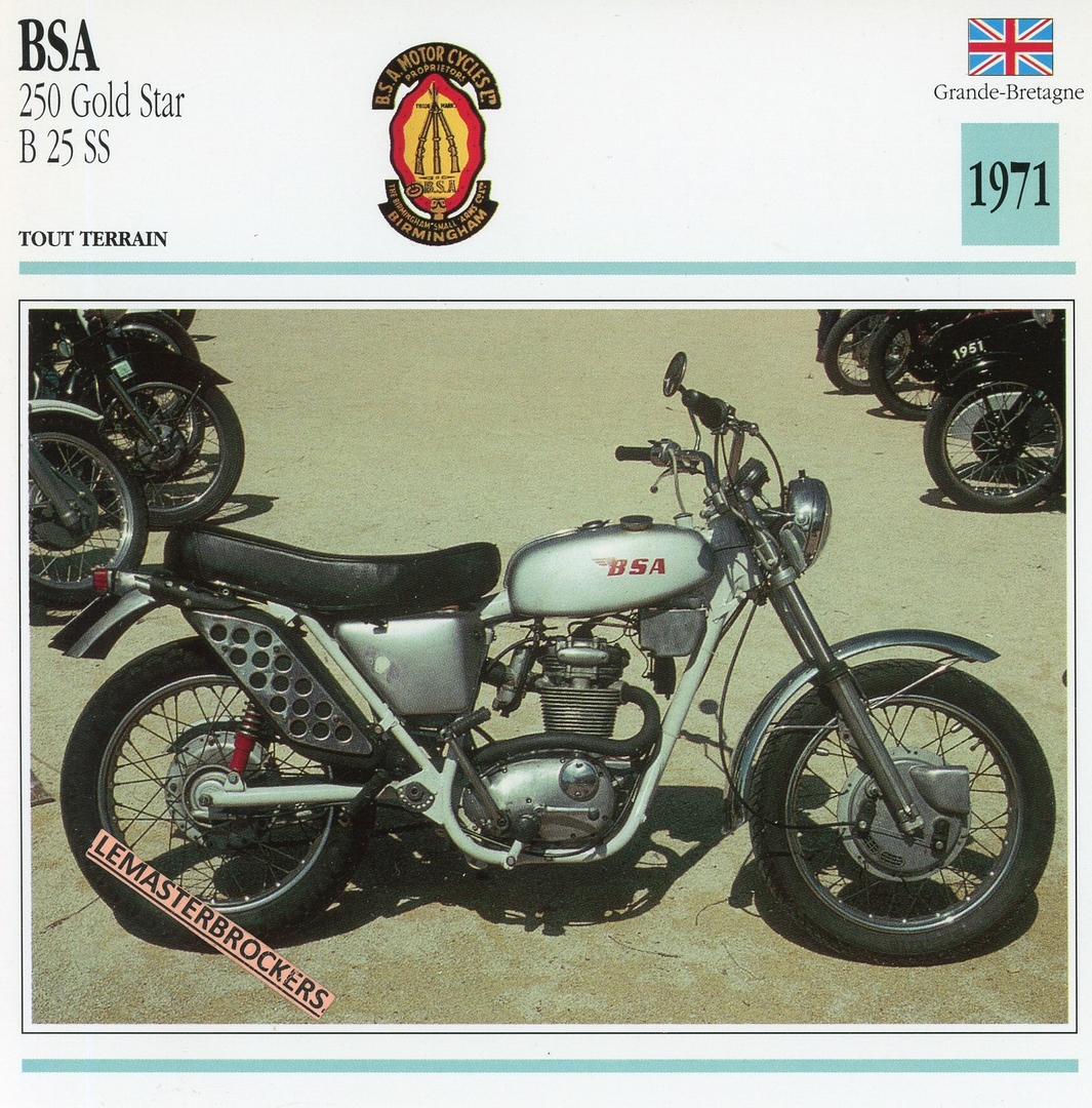 BSA 250 GOLD STAR B25SS 1971 - FICHE MOTO - MOTORCYCLE CARDS ATLAS ...
