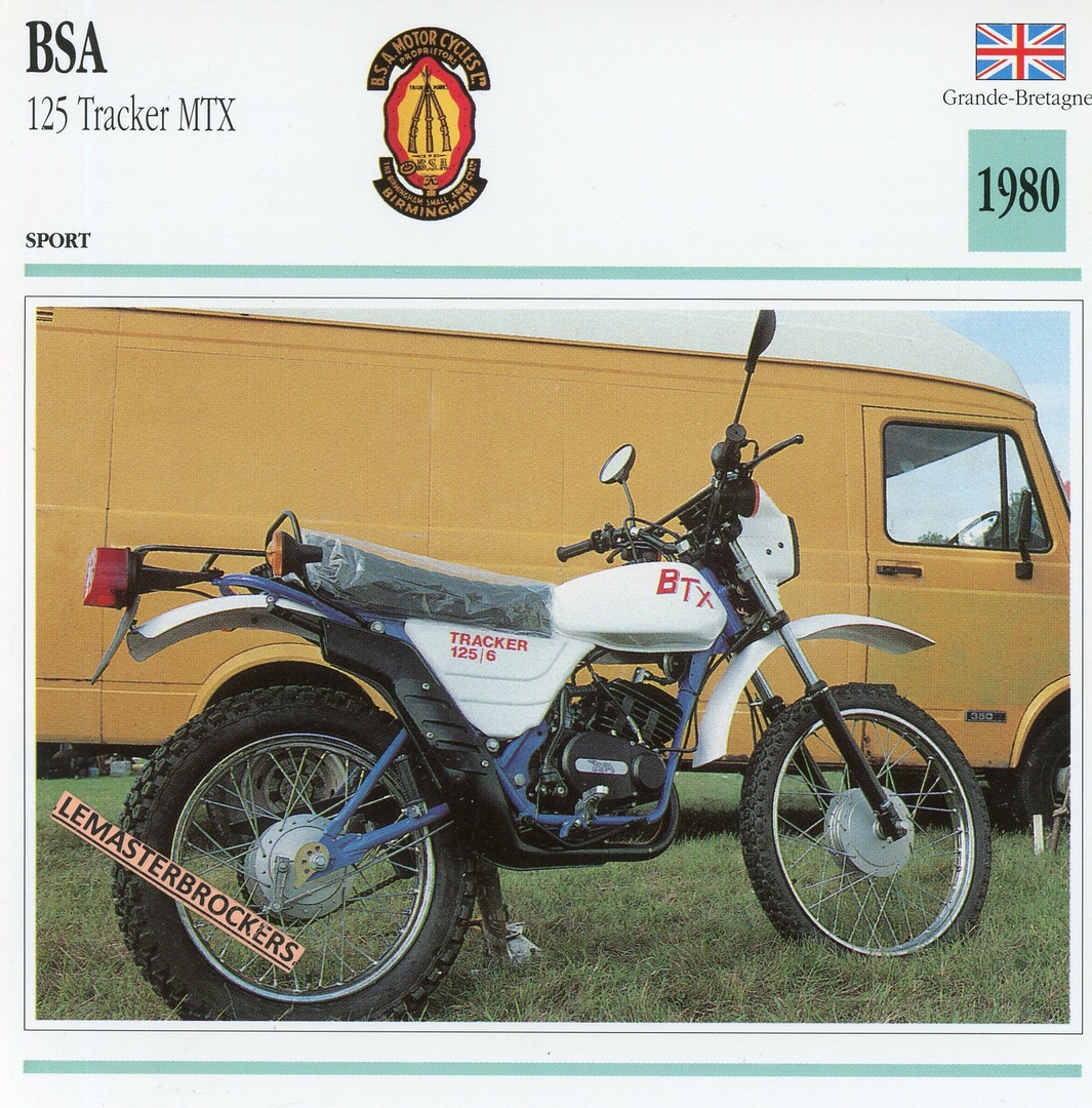 BSA 125 TRACKER MTX 1980 - FICHE MOTO - MOTORCYCLE CARDS ATLAS - FICHES ...