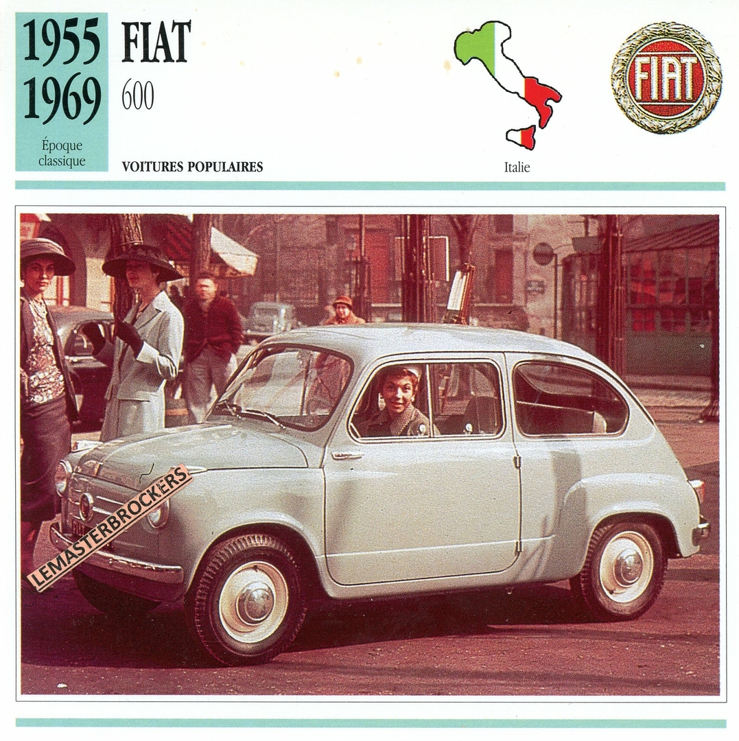 FIAT 600 1955 1969 - FICHE AUTO ATLAS - CARS CARD - AUTO / MOTO ...
