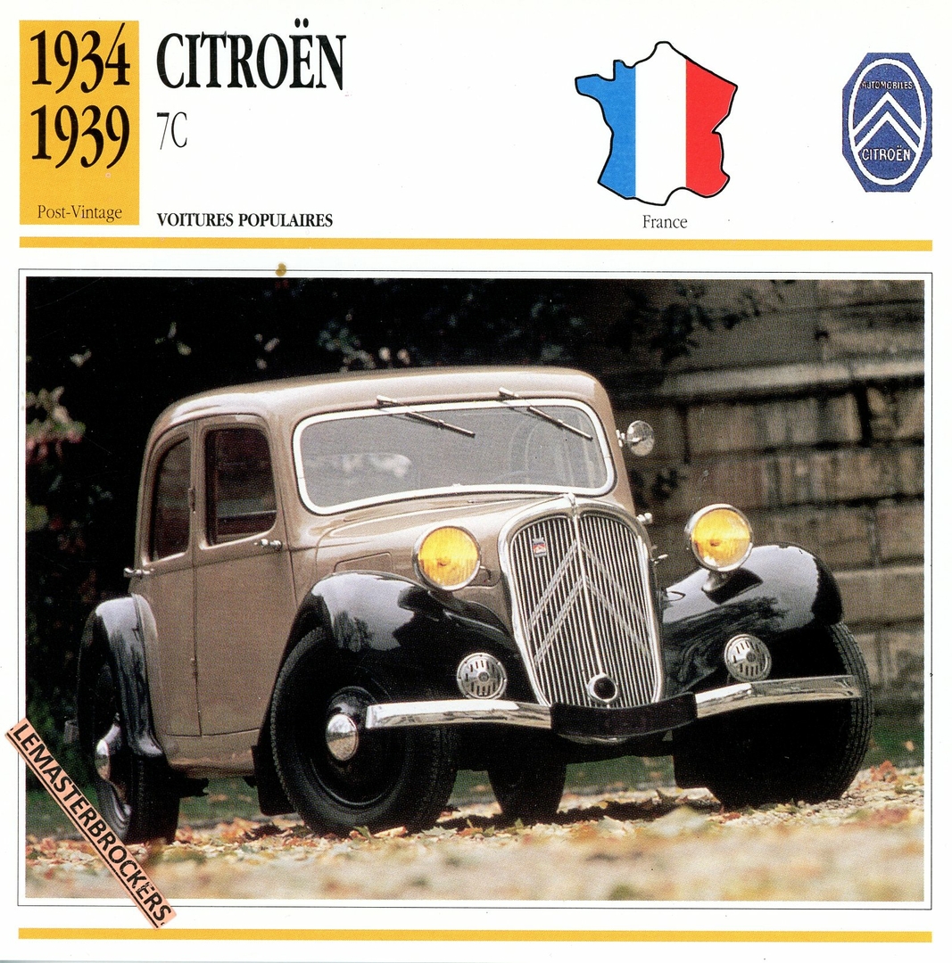 CITROËN TRACTION 7C 1934 1939 - FICHE AUTO - CARS CARD ATLAS - FICHES ...