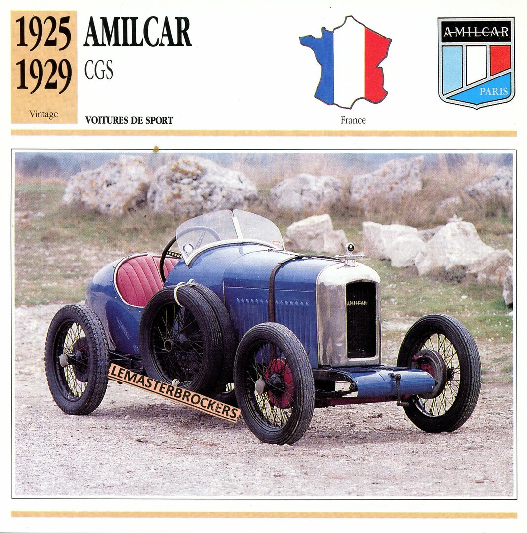 AMILCAR CGS 1925 1929 - FICHE AUTO - CARS CARD ATLAS ÉDITION - FICHES ...
