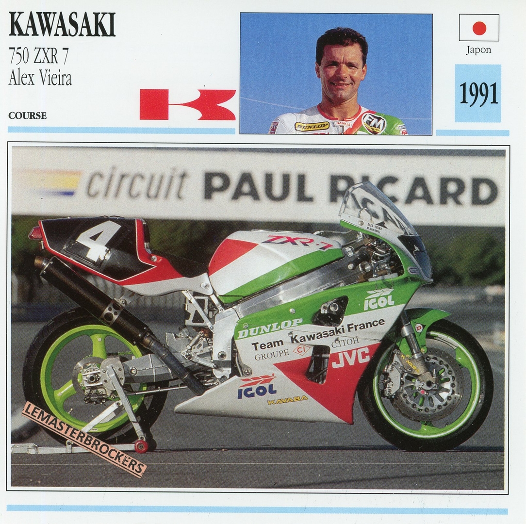 KAWASAKI 750 ZXR 7 ALEX VIEIRA 1991 - FICHE MOTO KAWASAKI ZXR750 ...