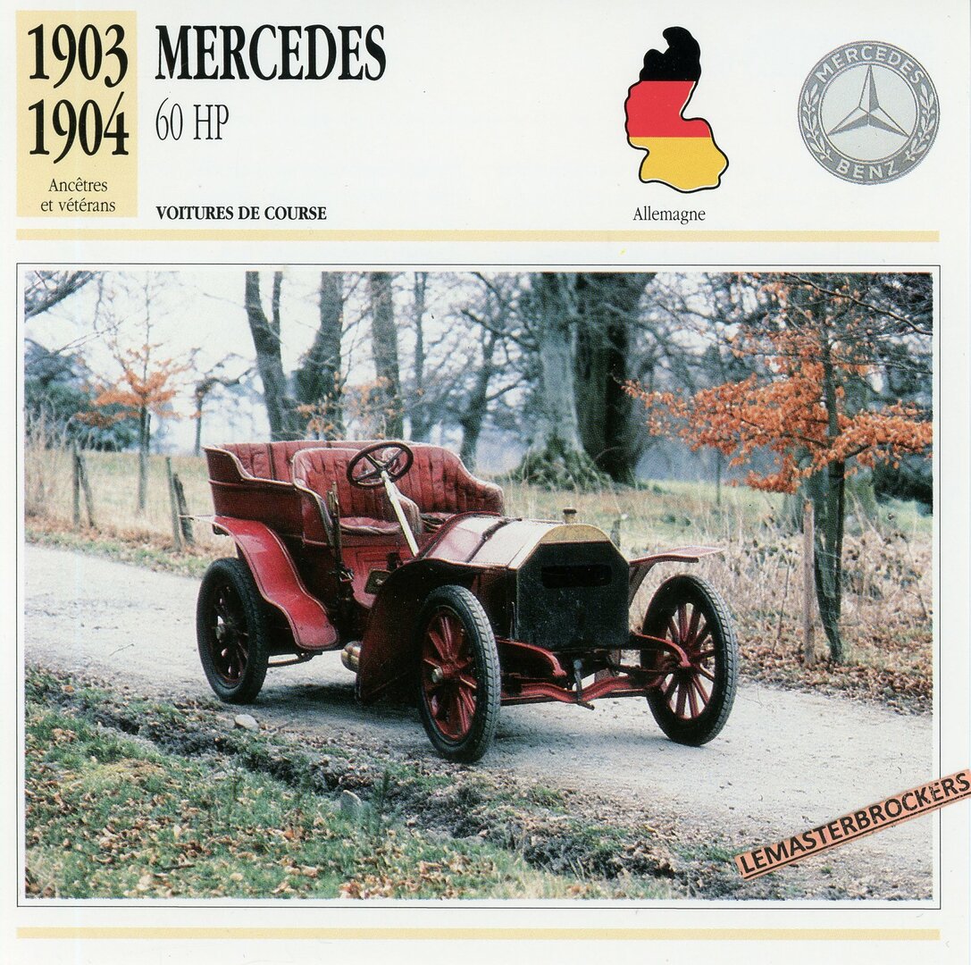 FICHE MERCEDES 60HP 1903 1904 - FICHES AUTO - LEMASTERBROCKERS