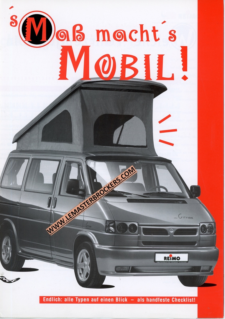 BROCHURE PUBLICITAIRE CARACTERISTIQUE REIMO / VW T4 TURBO EN ALLEMAND ...