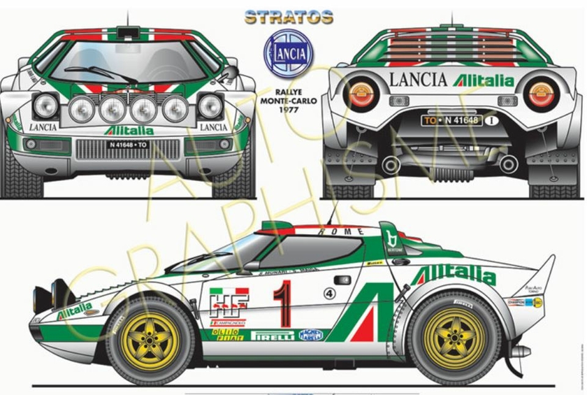 POSTER LANCIA STRATOS RALLYE MONTE-CARLO 1977 - ART DÉCO IMPRESSION ...