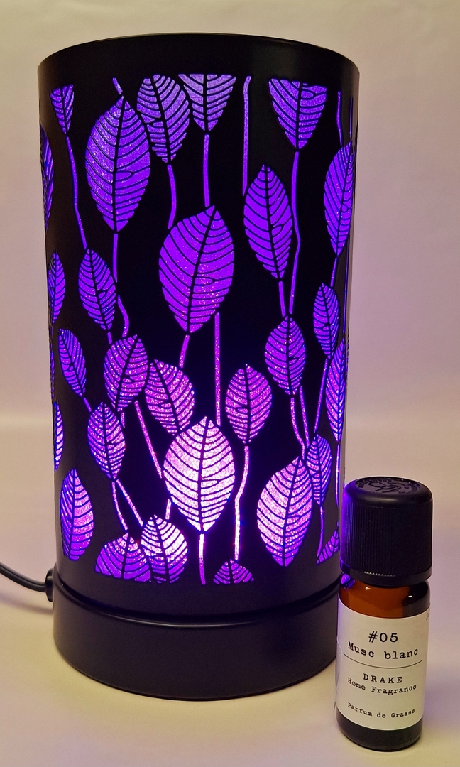 Lampe diffuseur de parfum métal Noir en LED motif feuille - LAMPES ...