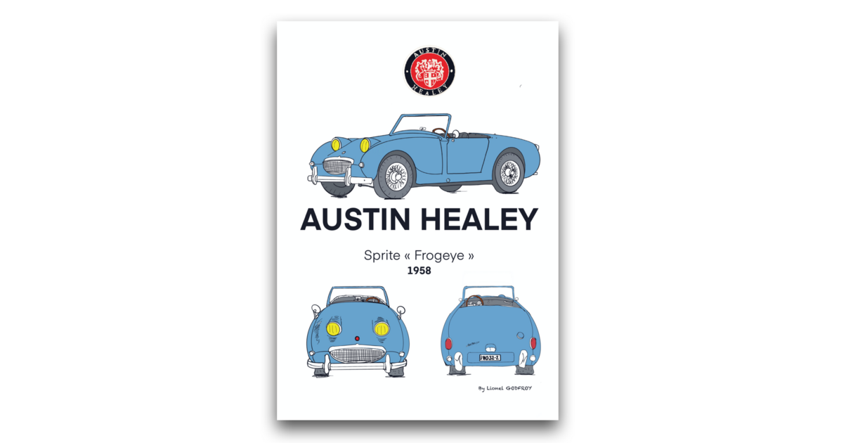 Poster Austin Healey Sprite, dessin original de Lionel Godfroy