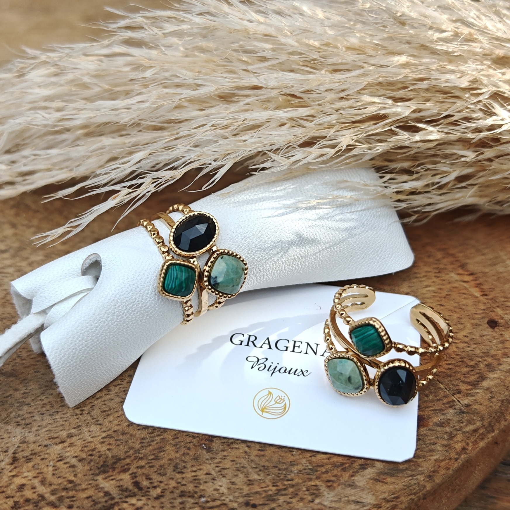 Bague MELINA Onyx - Pierres et Perles Naturelles/Bagues - GRAGENA