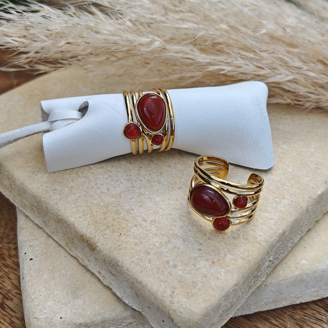 Bague Trio Cornaline - Pierres et Perles Naturelles/Bagues - GRAGENA