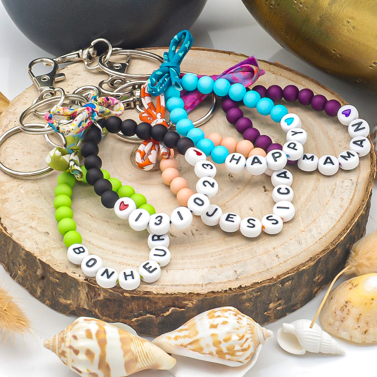 Porte-clés personnalisé cordon liberty - Bijoux Créative Perles